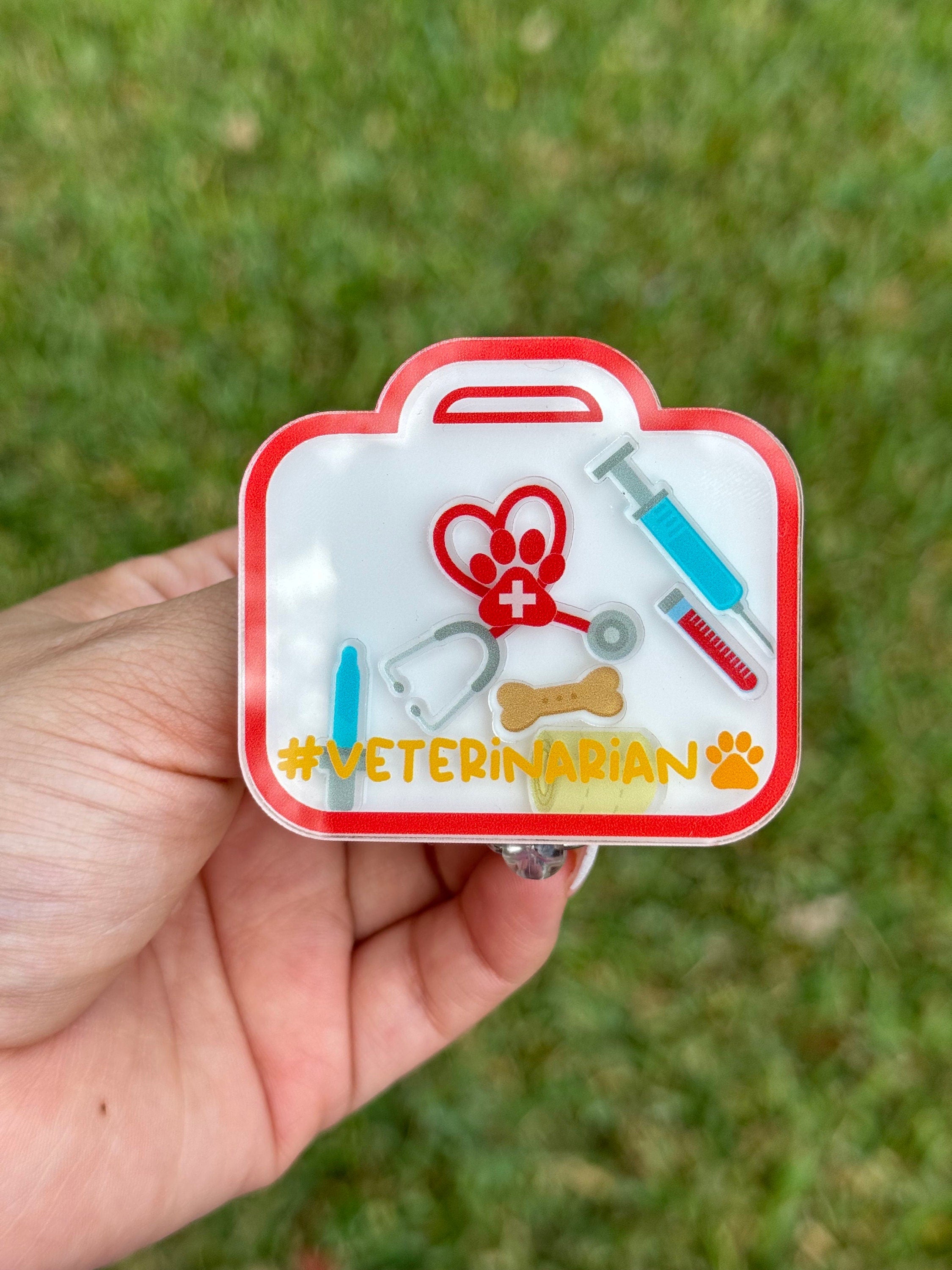 Vet technician Duty bag Badge Reel, veterinary Badge Reel, paramedic b ...